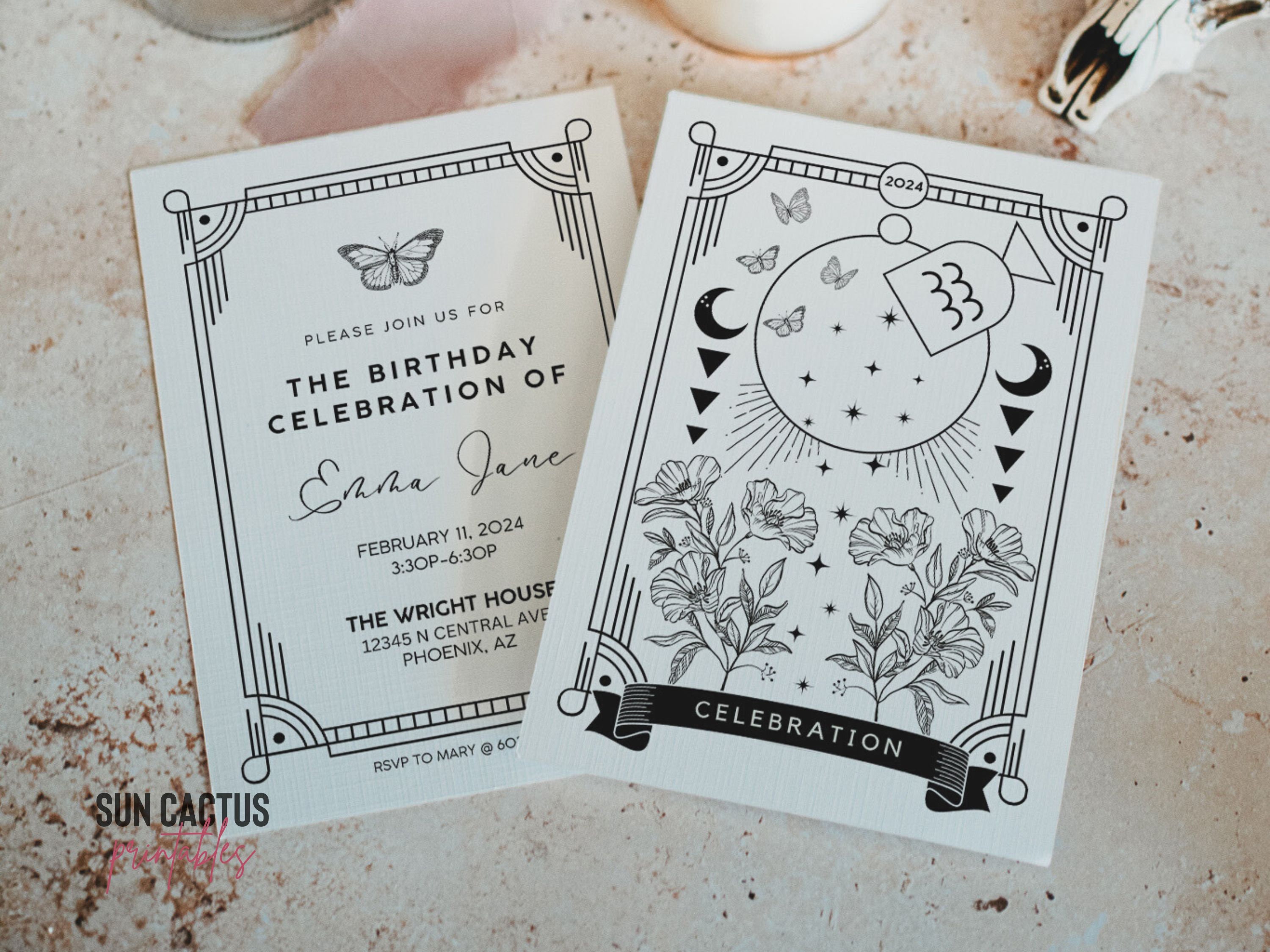 Tarot Birthday Invitation Template Zodiac Birthday Invite, Witchy ...