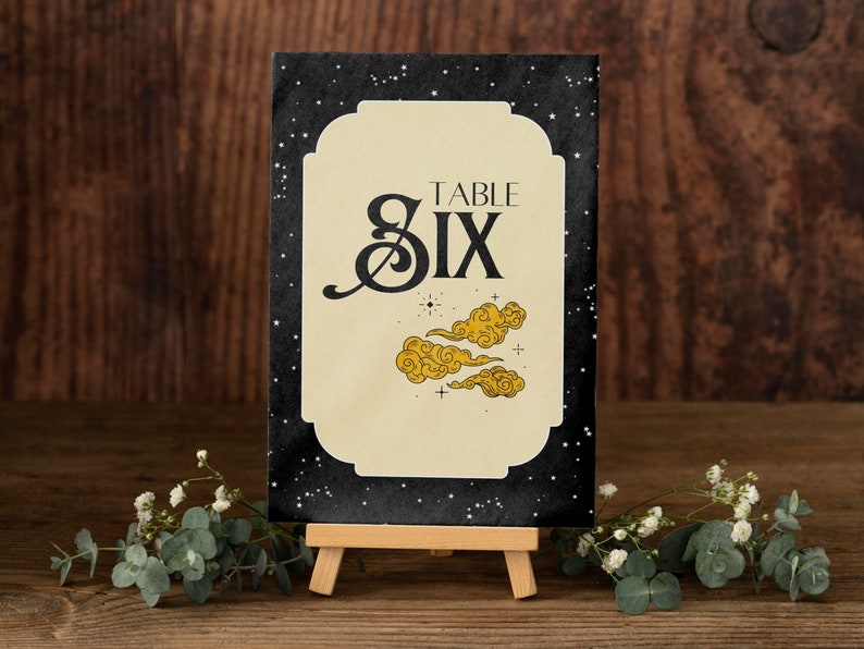 Celestial Table Numbers | Sun, Moon & Stars Wedding Table Numbers for ...