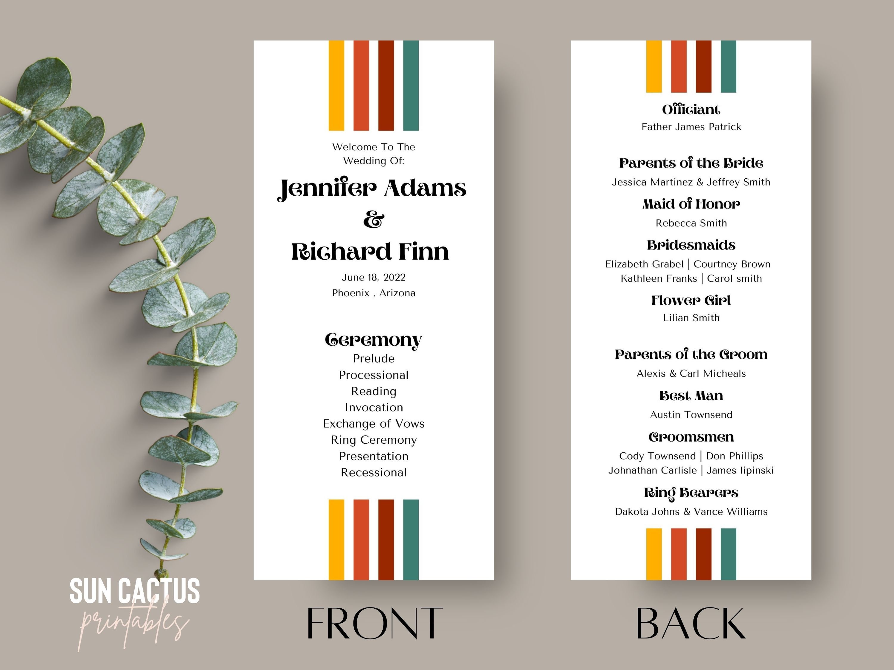 Retro Wedding Program Template Vintage Inspired Wedding - Etsy