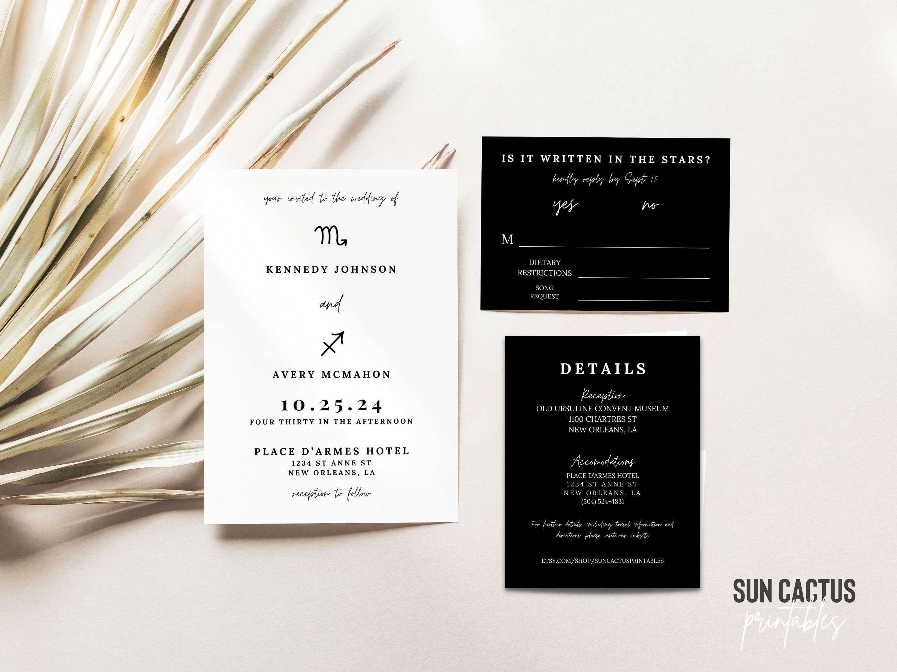 Zodiac Wedding Invitation Suite Templates | Zodiac Symbol Wedding ...