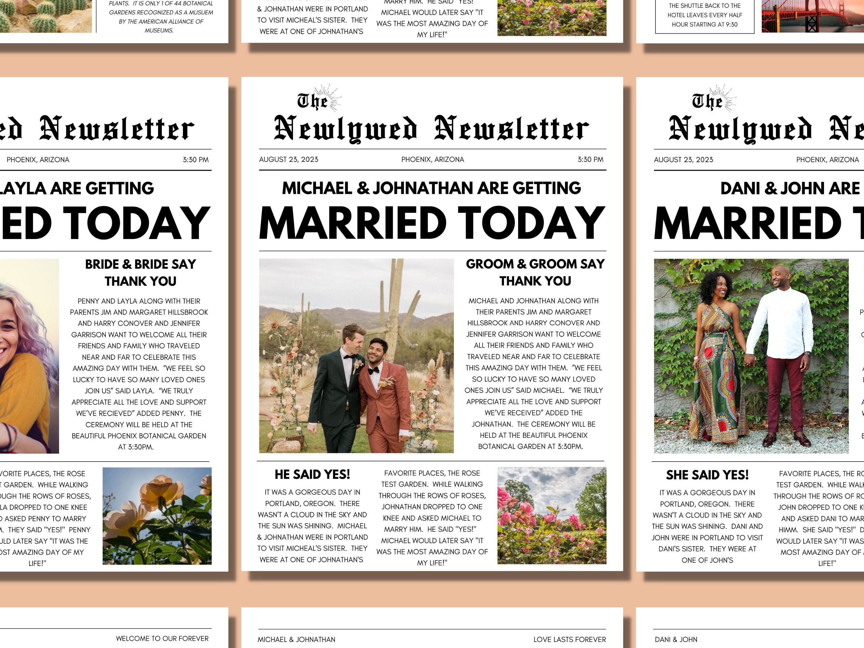 Wedding Newspaper Template | Wedding Newsletter Template, Wedding ...