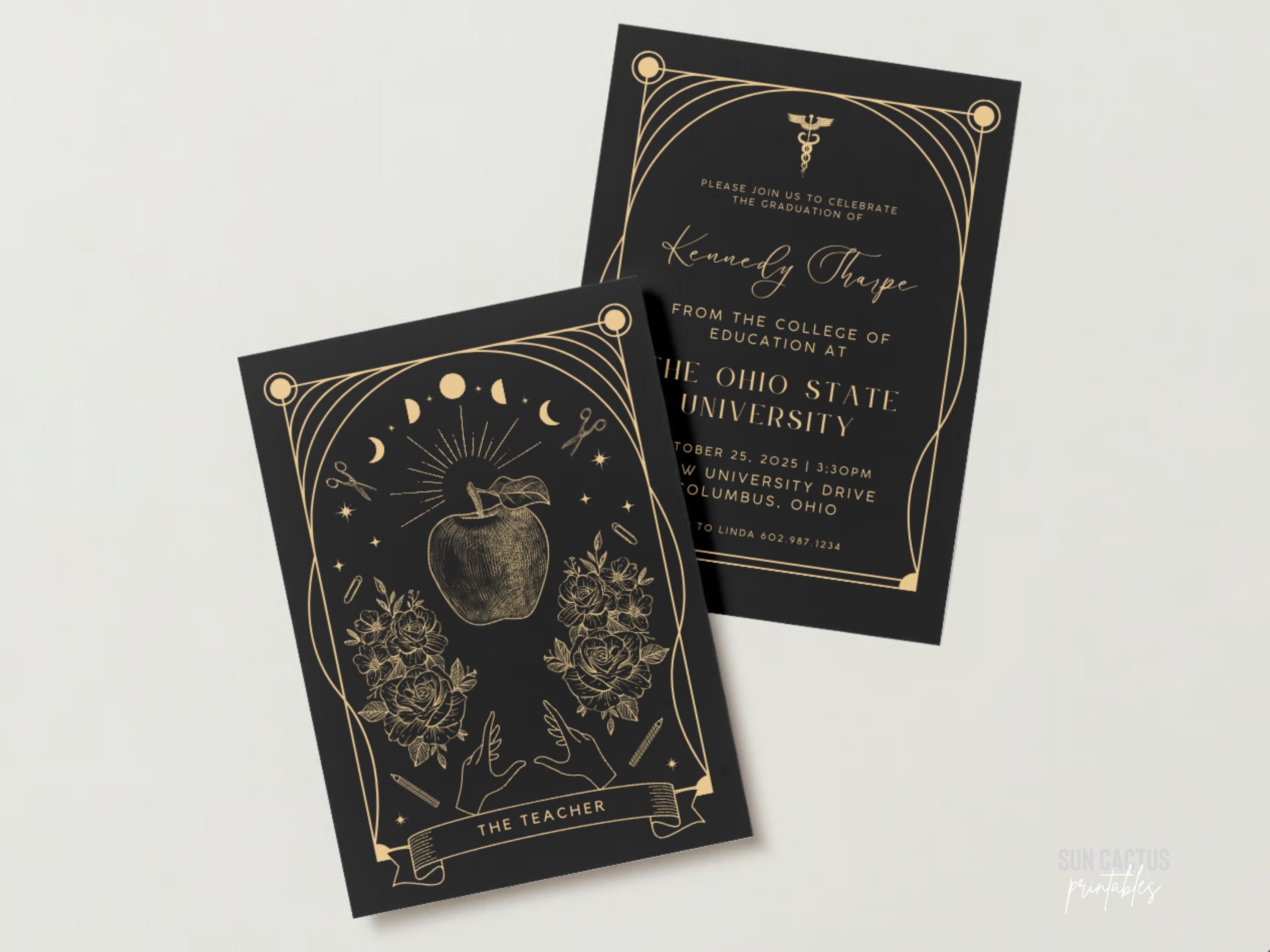 Teacher Graduation Invitation Template | Tarot Inspired Teacher Grad ...