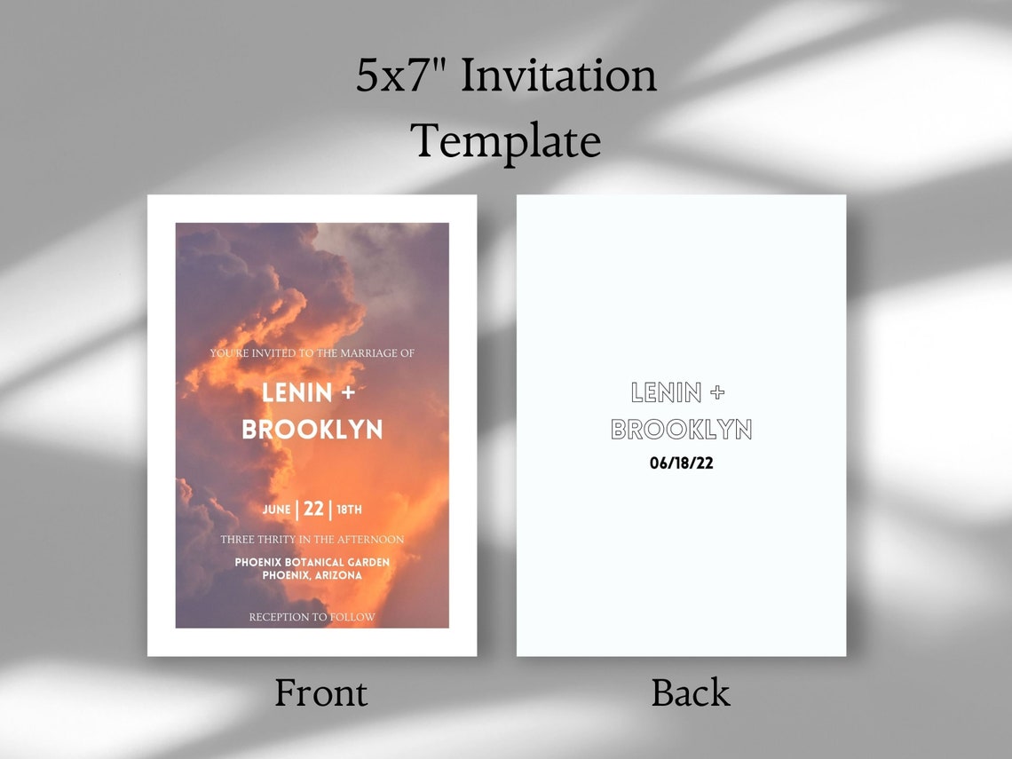 Wedding Invitation Template Set Sunset Editable Wedding - Etsy
