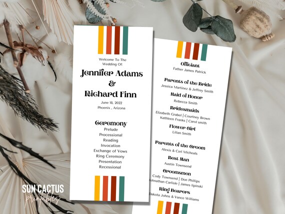 Retro Wedding Program Template Vintage Inspired Wedding - Etsy