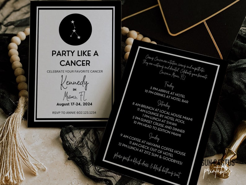 Party Like A Cancer Bachelorette Party Invitation Template | Zodiac ...