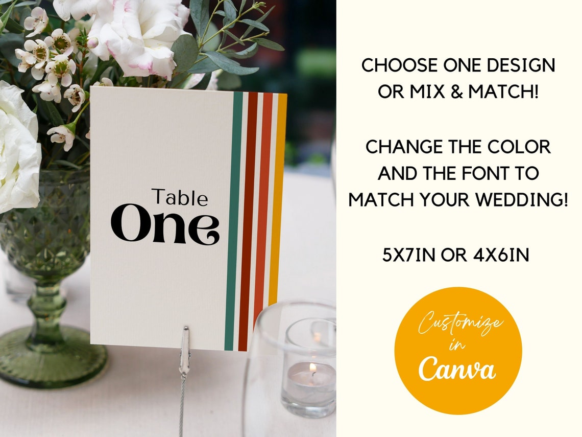 Printable Retro Table Numbers Template Unique and Fun Table - Etsy