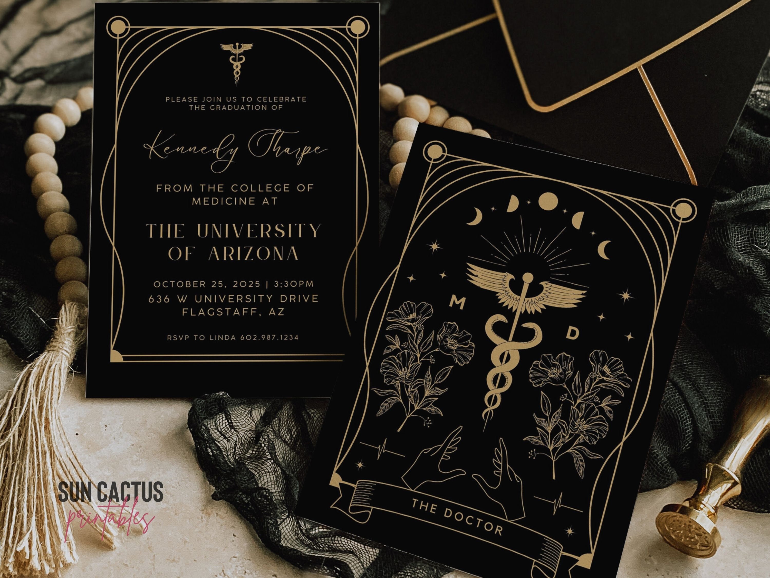 Doctor Graduation Invitation Template | Tarot Inspired Doctor Grad ...