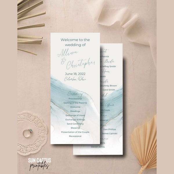 Turquoise Wedding Program - Etsy
