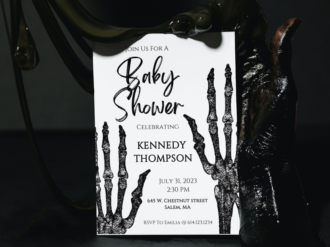 Gothic Baby Shower Invitation Template Skeleton Baby Shower - Etsy