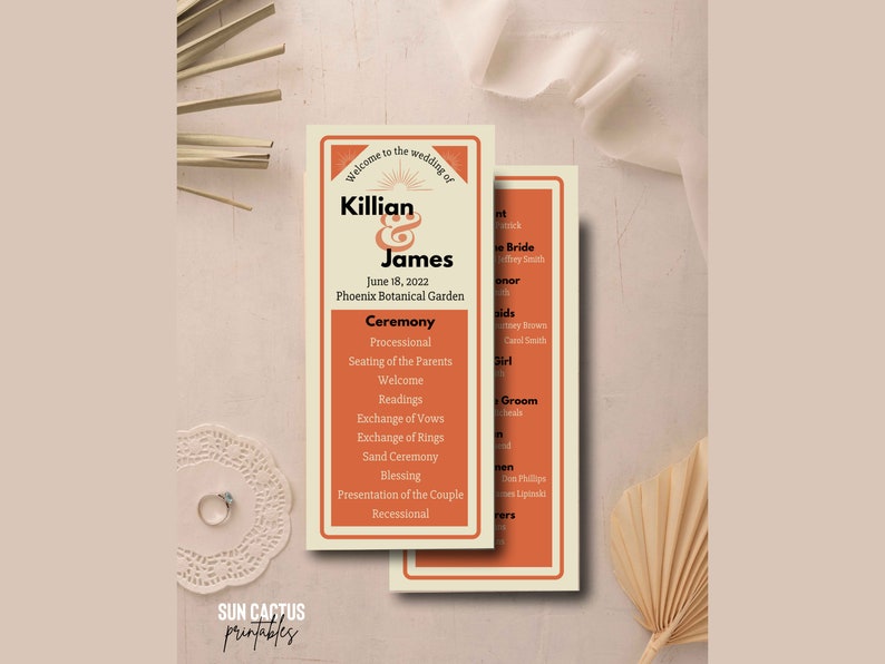 Wedding Program Template Retro Ceremony Program Template - Etsy