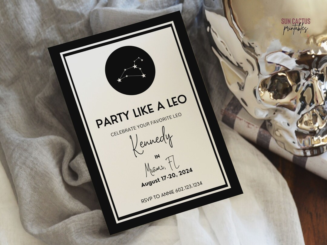 Party Like A Leo Bachelorette Party Invitation Template | Zodiac ...