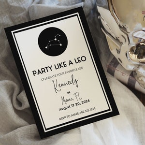 Party Like A Leo Bachelorette Party Invitation Template | Zodiac ...