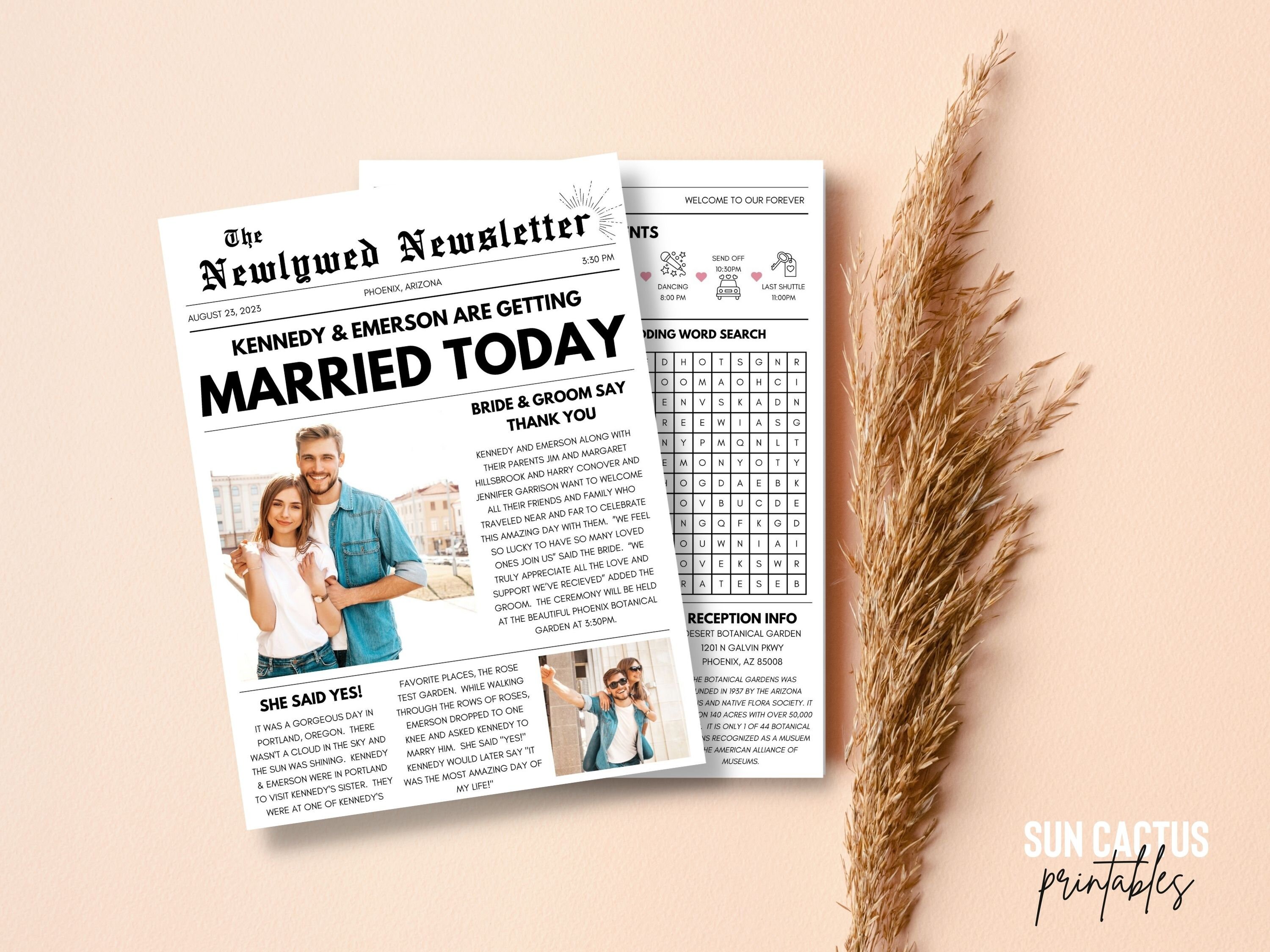Wedding Newspaper Template | Wedding Newsletter Template, Wedding ...