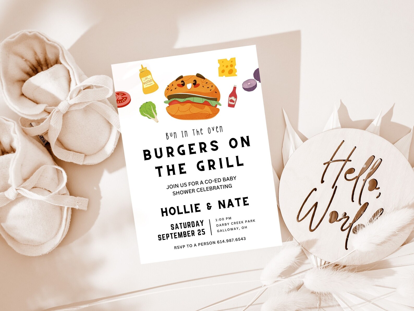 Bun in the Oven Burgers on the Grill Baby Shower Invite Template Baby Q ...