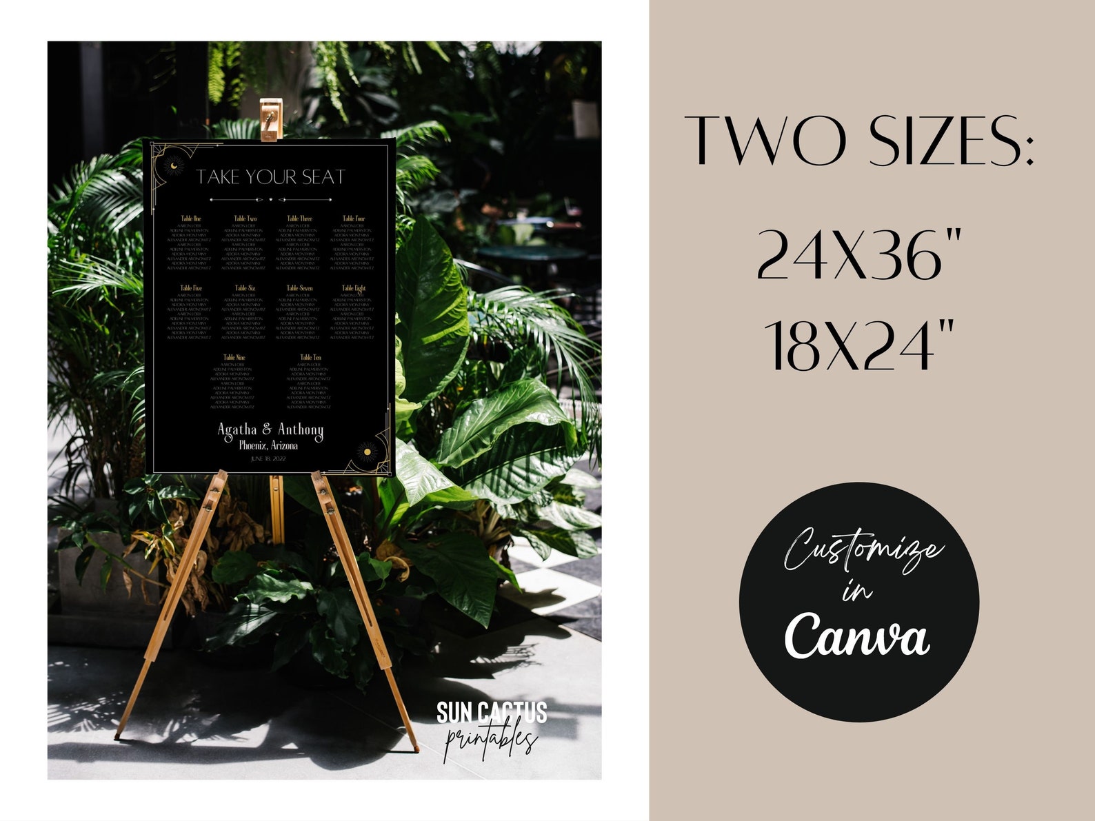 Art Deco Seating Chart Template Reception Seating Wedding - Etsy