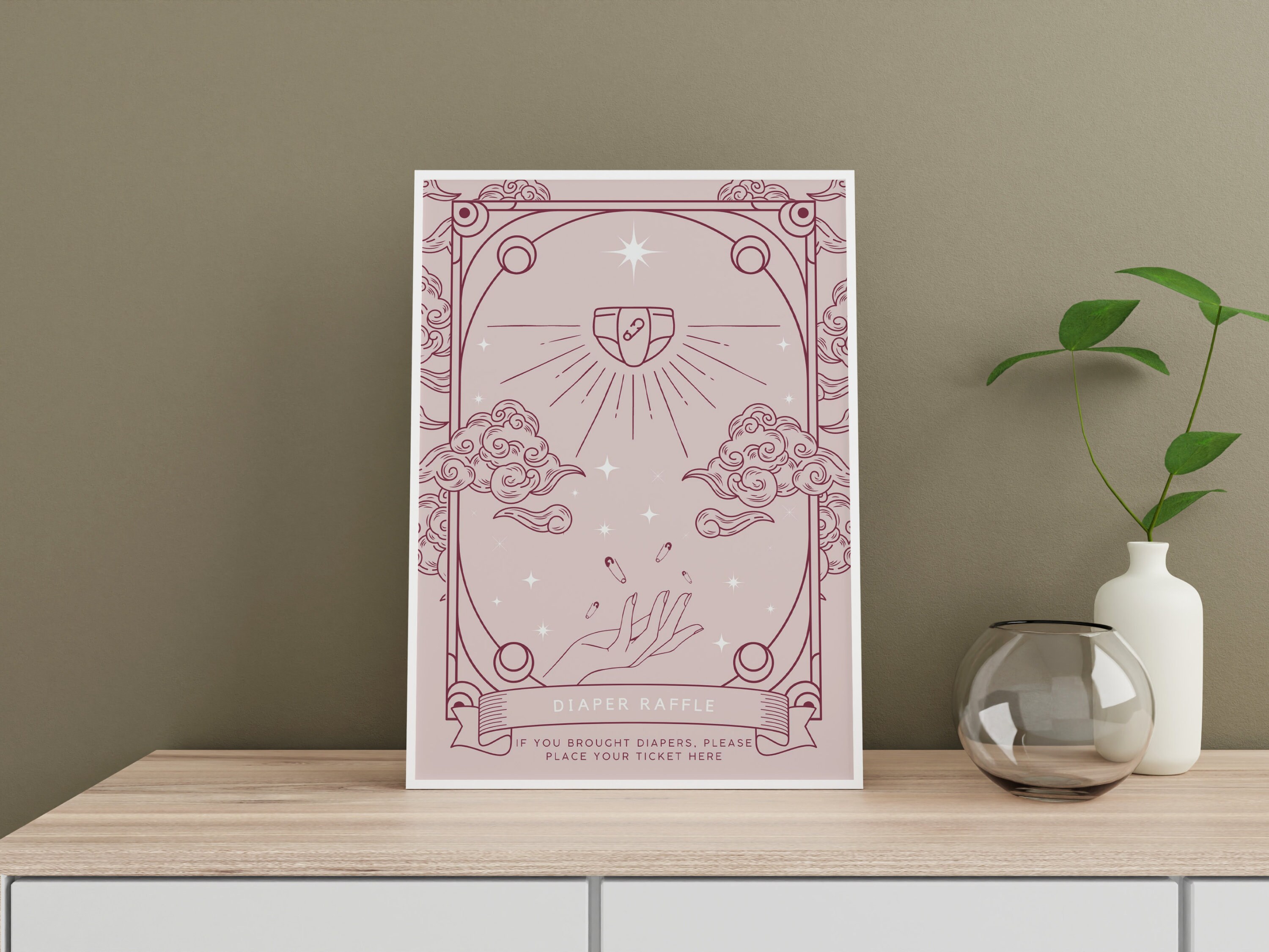 Pink Tarot Diaper Raffle Bundle Template Diaper Raffle Sign and Raffle ...