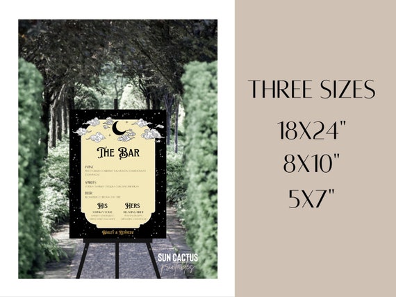 Bar Menu Celestial Wedding Bar Menu Sign Template Sun - Etsy