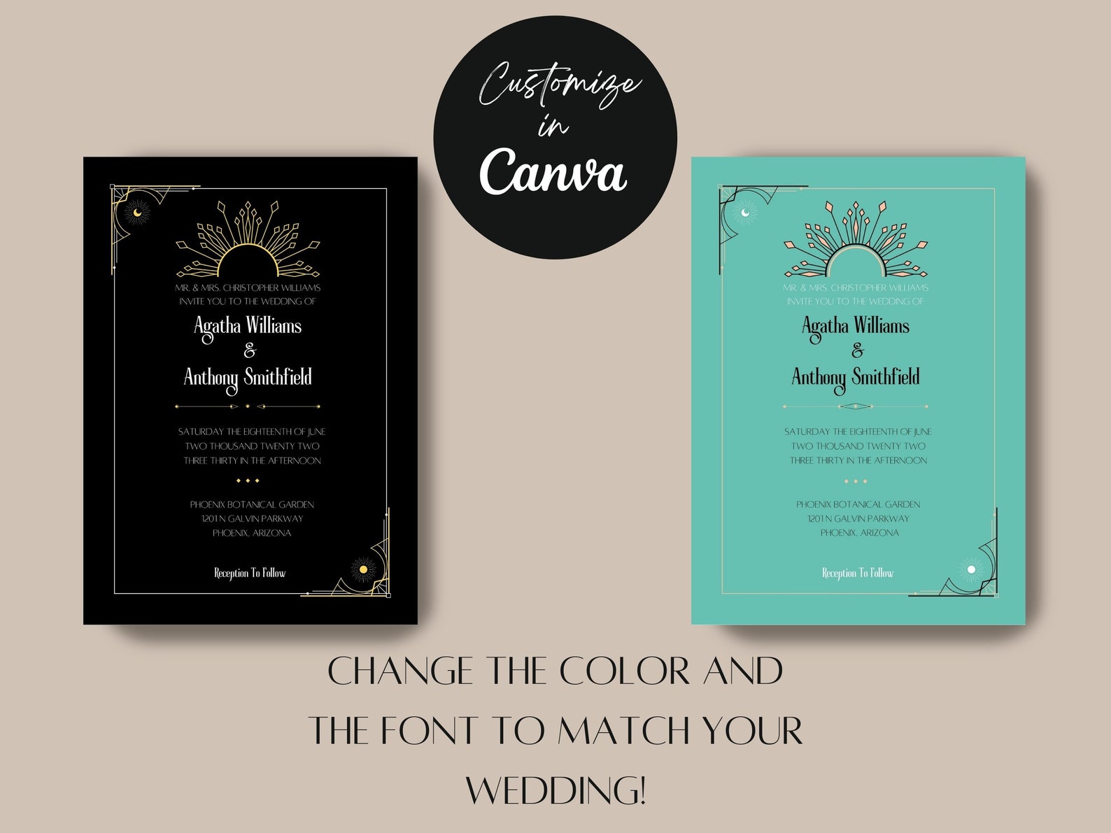 Wedding Invitation Suite, Art Deco, Classy and Retro, Wedding ...