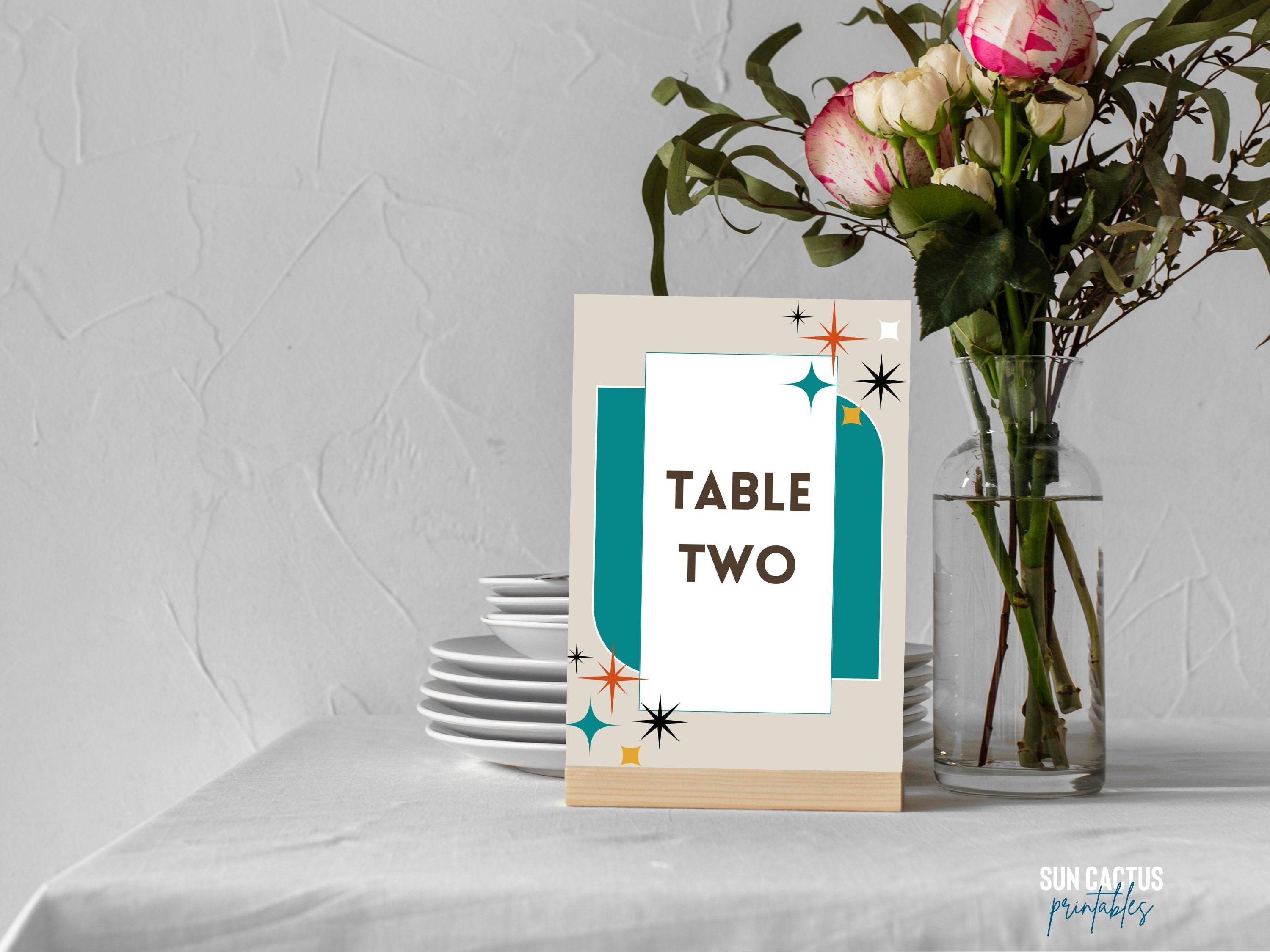 Retro Table Numbers Template Printable Table Numbers for Your Wedding ...