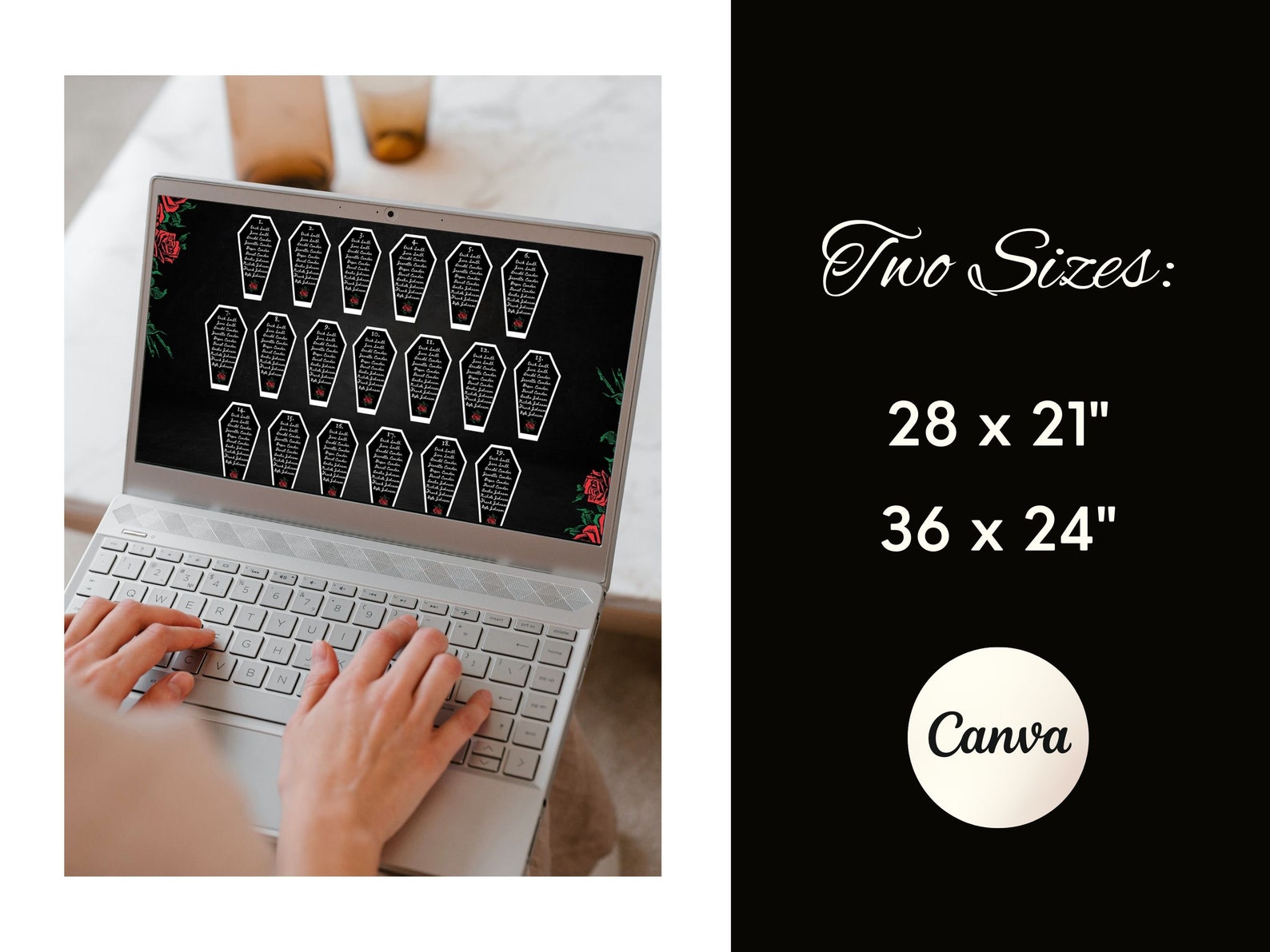 Coffin Seating Chart Template | Halloween Wedding Seating Chart With ...