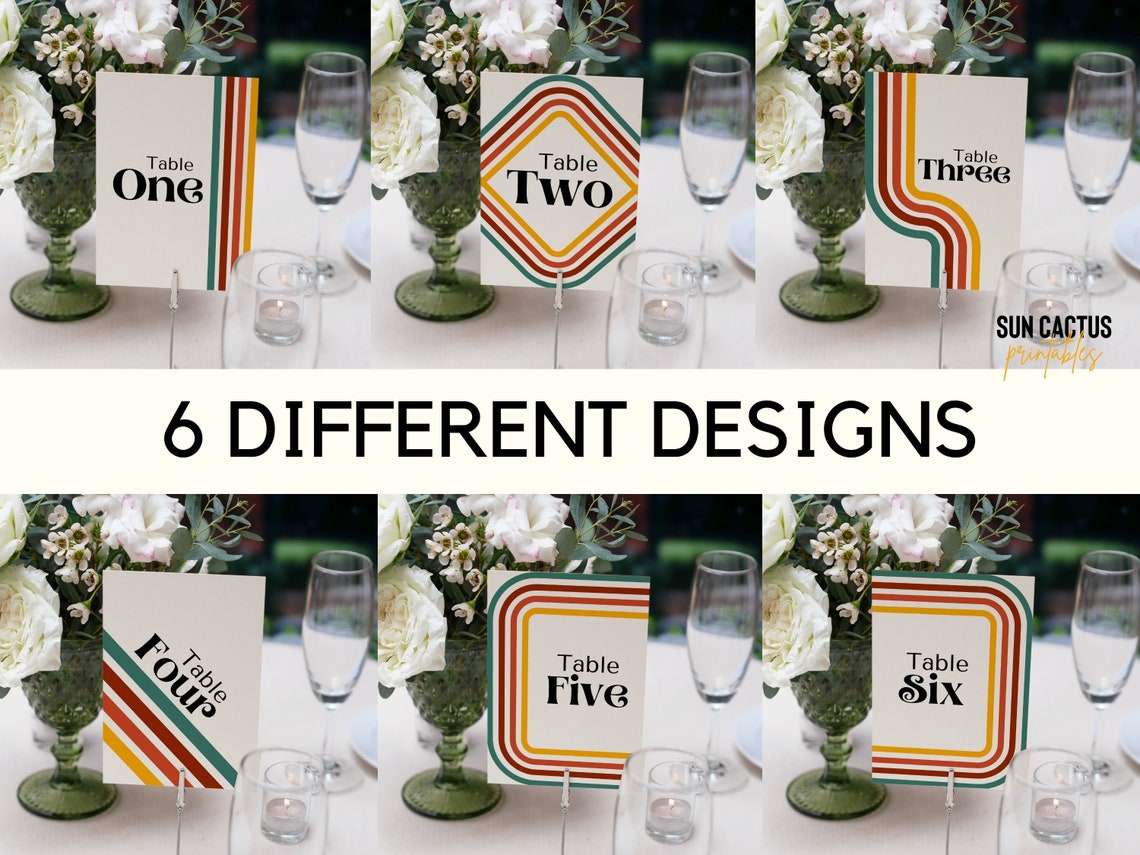 Printable Retro Table Numbers Template Unique And Fun Table Etsy