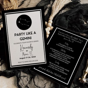 Party Like A Gemini Bachelorette Party Invitation Template | Zodiac ...