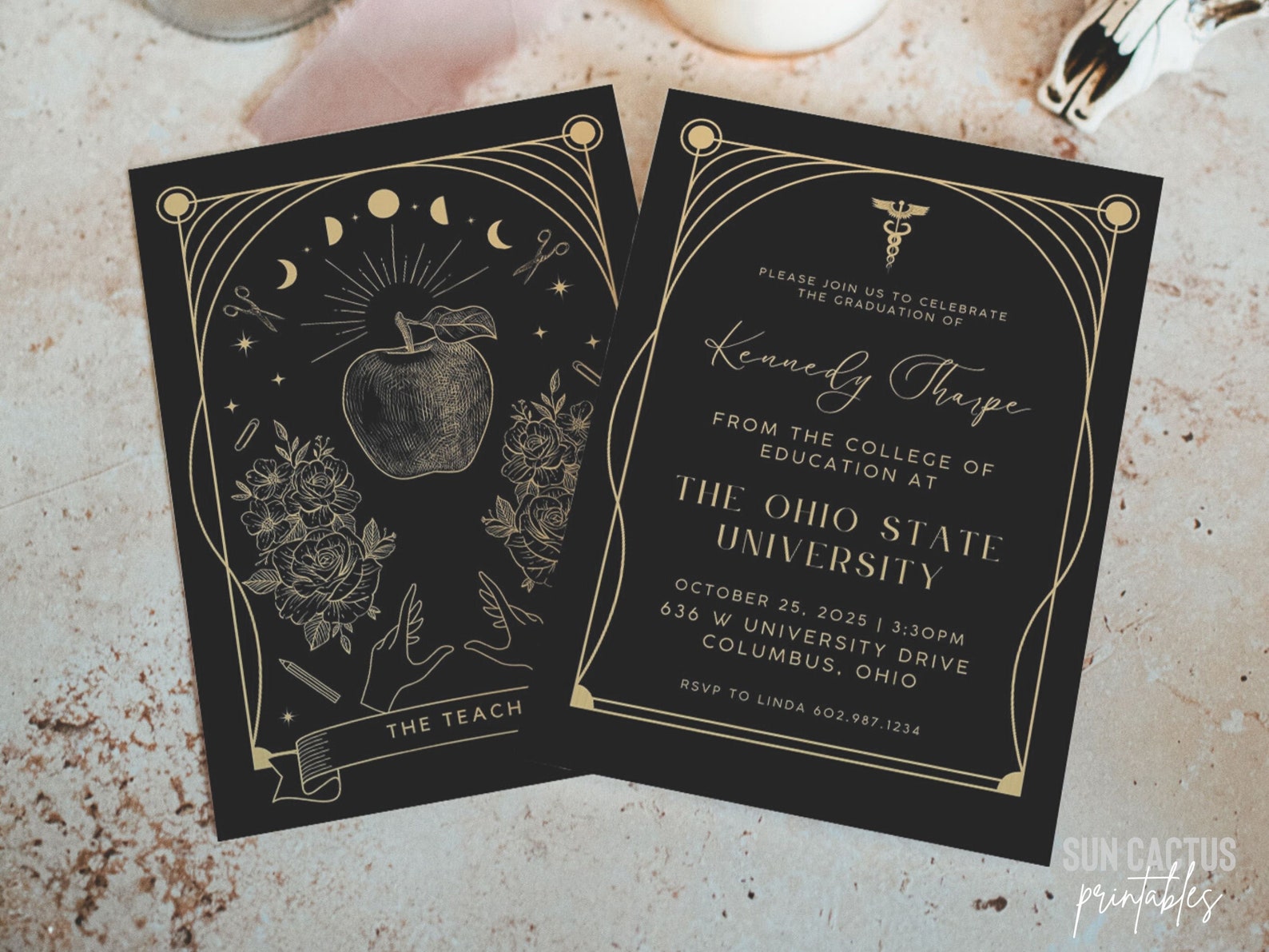 Teacher Graduation Invitation Template | Tarot Inspired Teacher Grad ...
