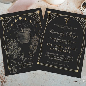 Teacher Graduation Invitation Template | Tarot Inspired Teacher Grad ...