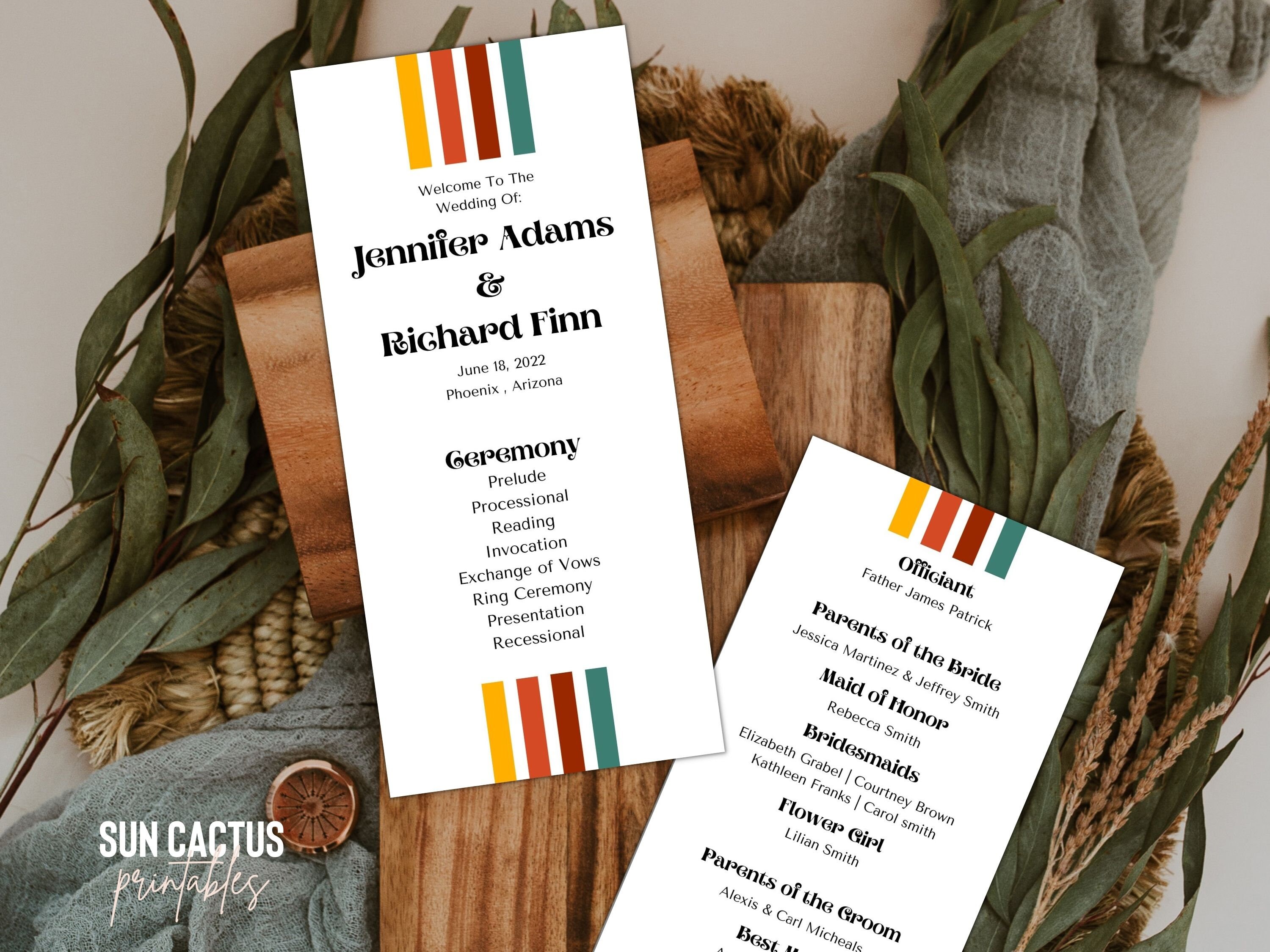 Retro Wedding Program Template Vintage Inspired Wedding - Etsy
