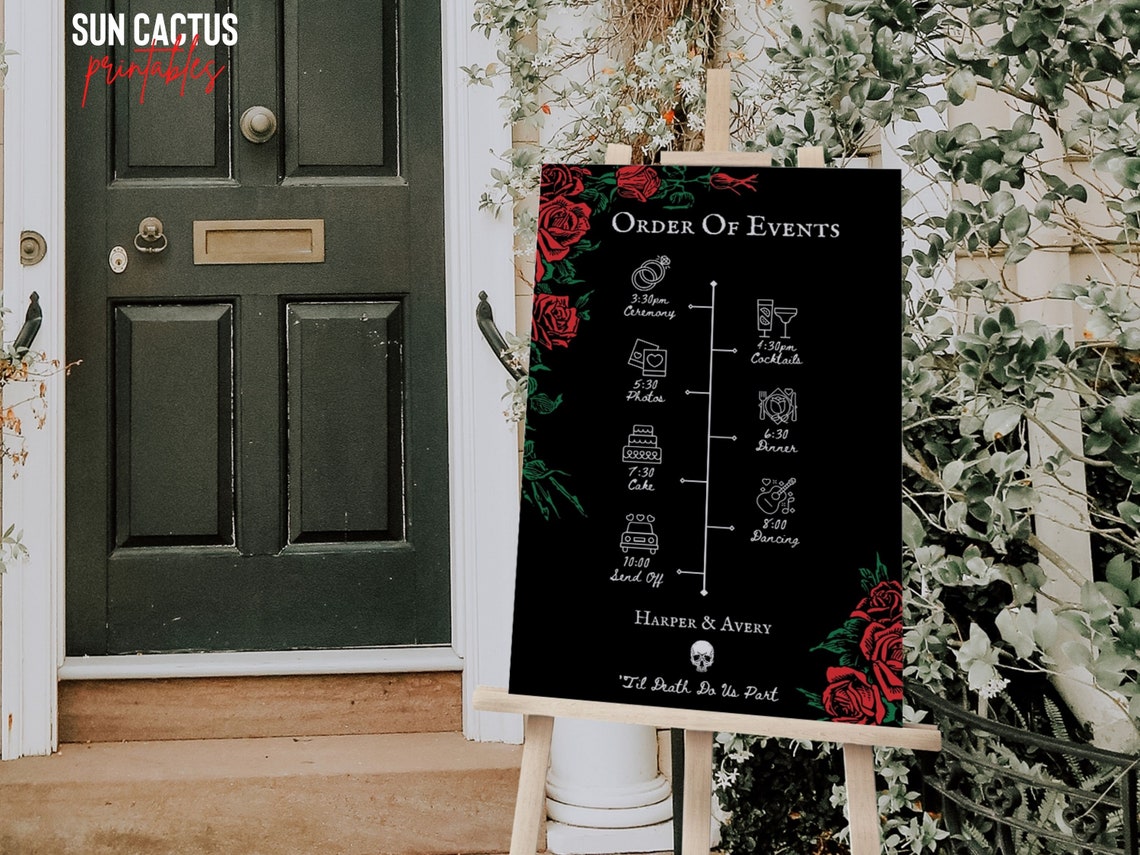 Wedding Timeline Template | Elegantly Gothic Order of Events, Halloween ...