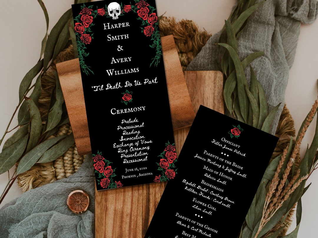 Program Template | Dark, Moody Wedding Program for Your Halloween ...