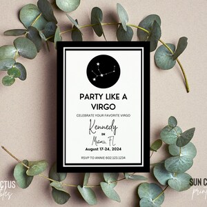 Party Like A Virgo Bachelorette Party Invitation Template | Zodiac ...