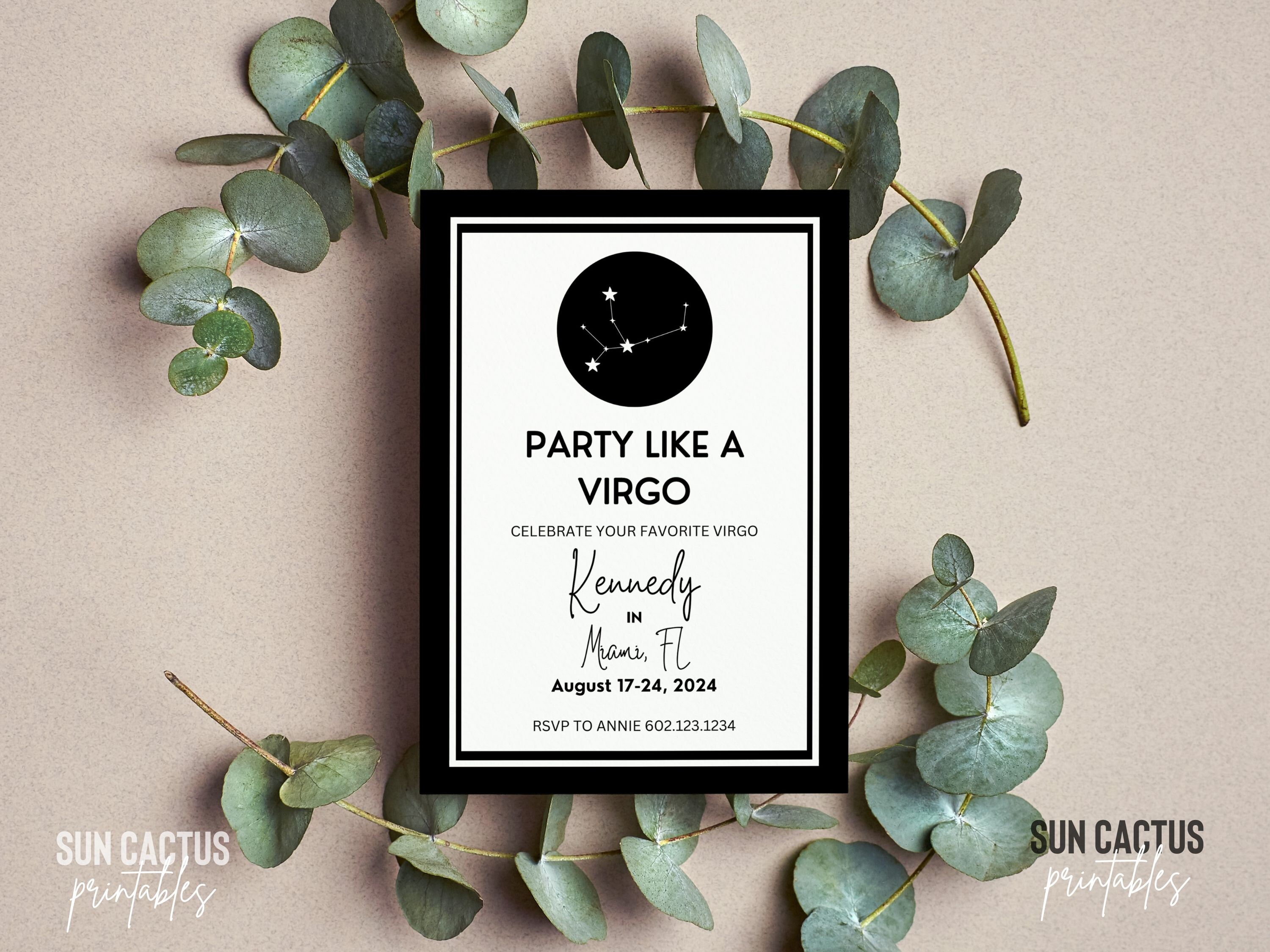 Party Like A Virgo Bachelorette Party Invitation Template - Etsy