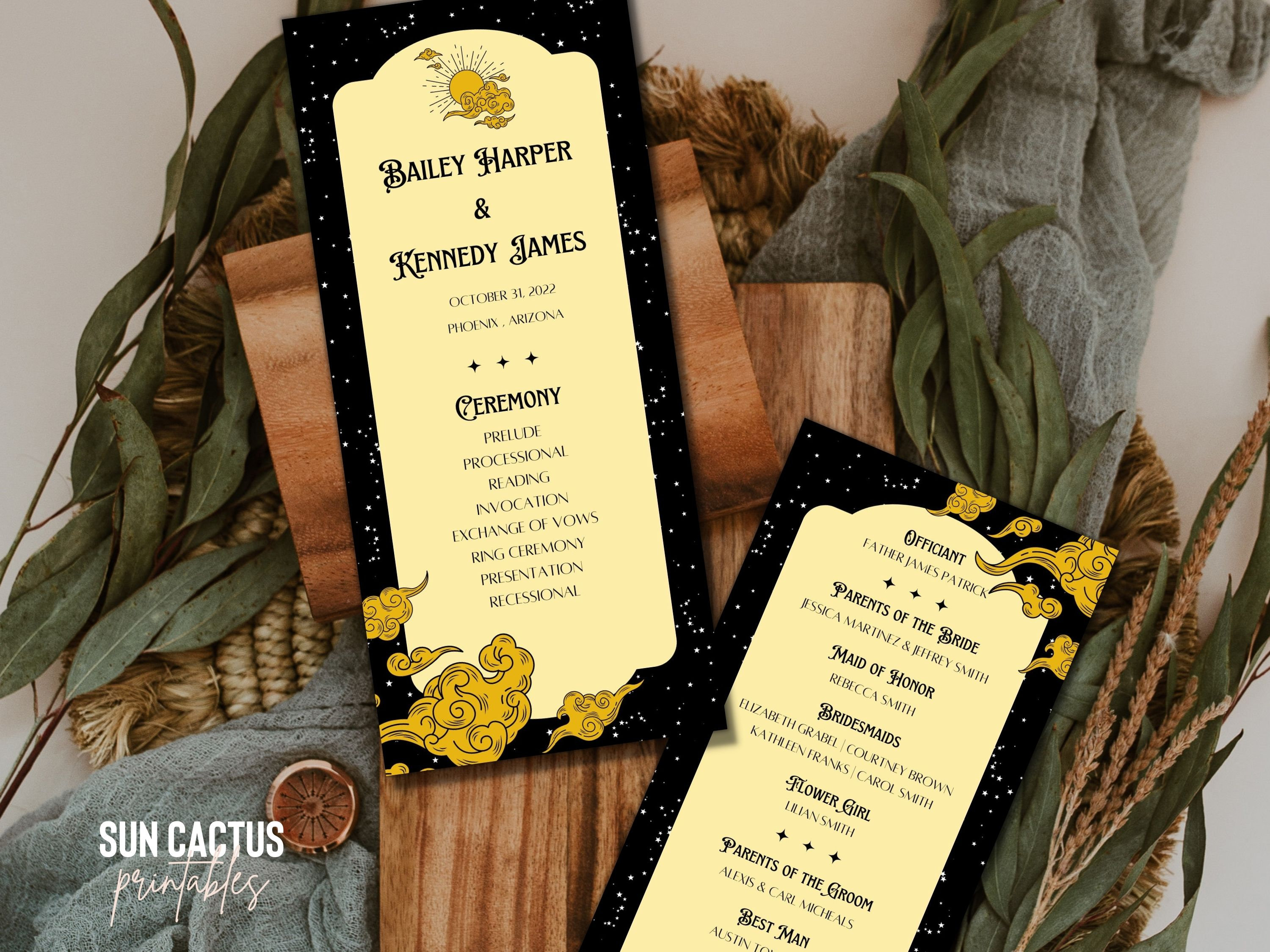 Celestial Program Template Wedding Program Sun Moon - Etsy