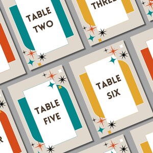 Retro Table Numbers Template | Printable Table Numbers for Your Wedding ...