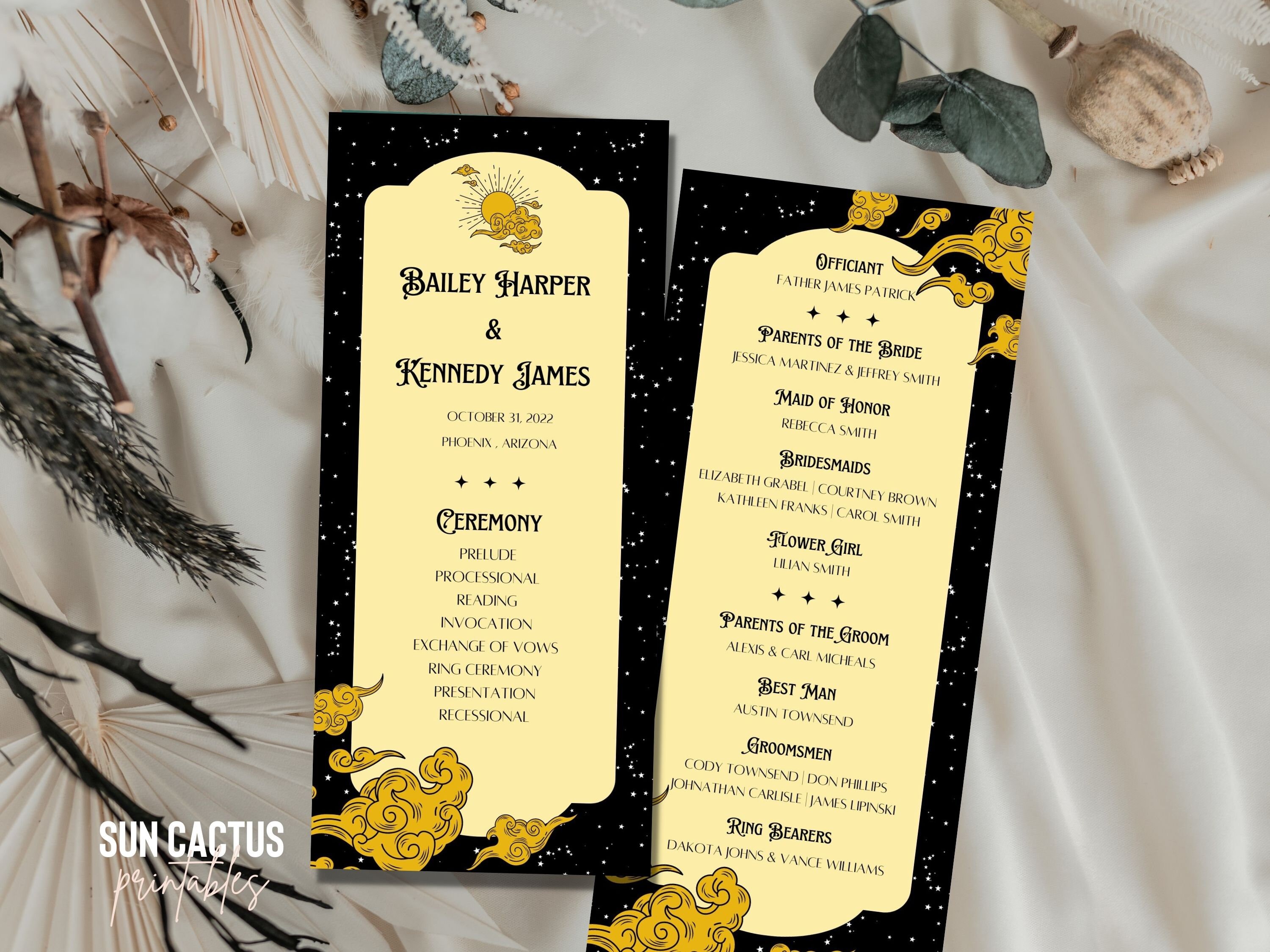 Celestial Program Template Wedding Program Sun Moon - Etsy