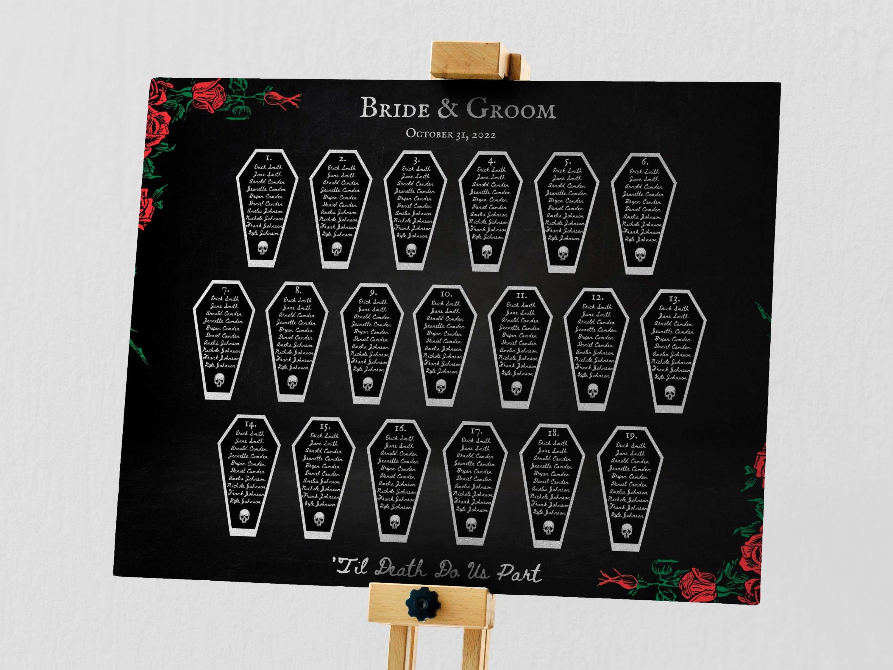 Coffin Seating Chart Template Halloween Wedding Seating - Etsy