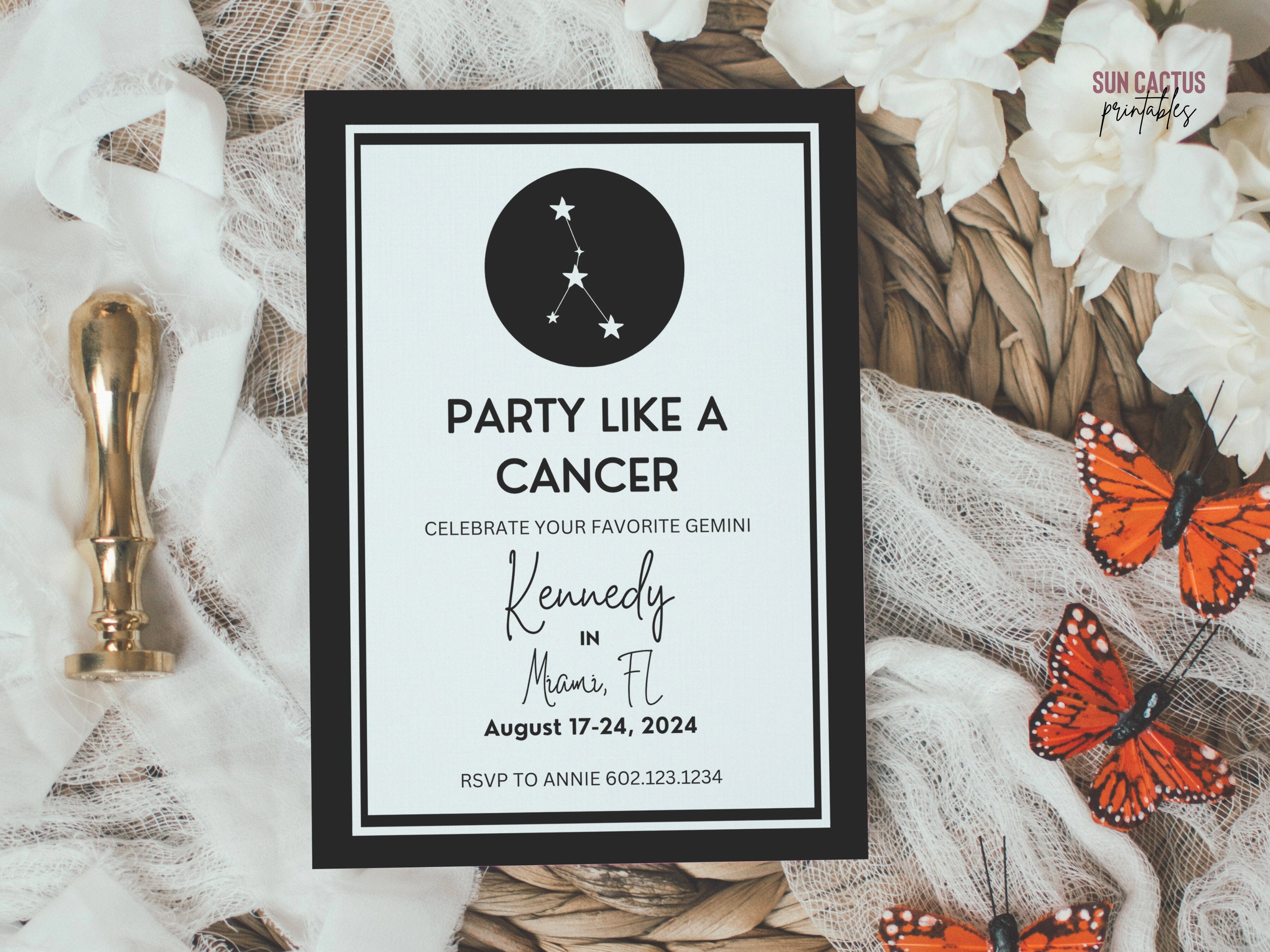 Party Like A Cancer Bachelorette Party Invitation Template - Etsy