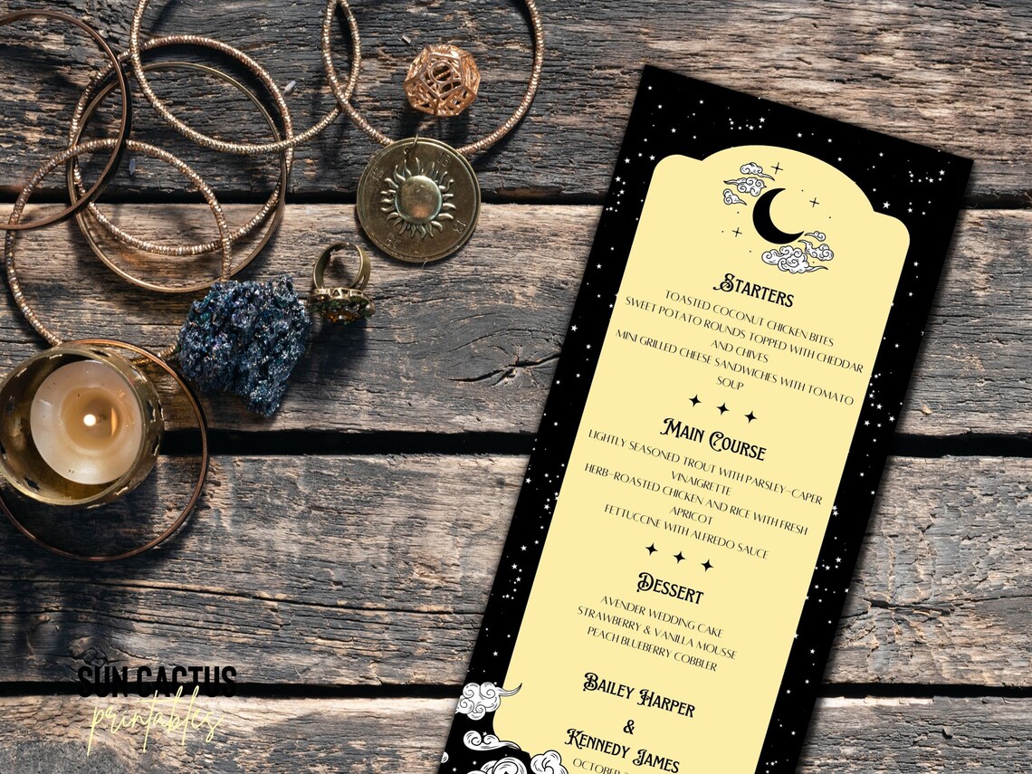 Celestial Menu Template Printable Wedding Menu Editable on - Etsy