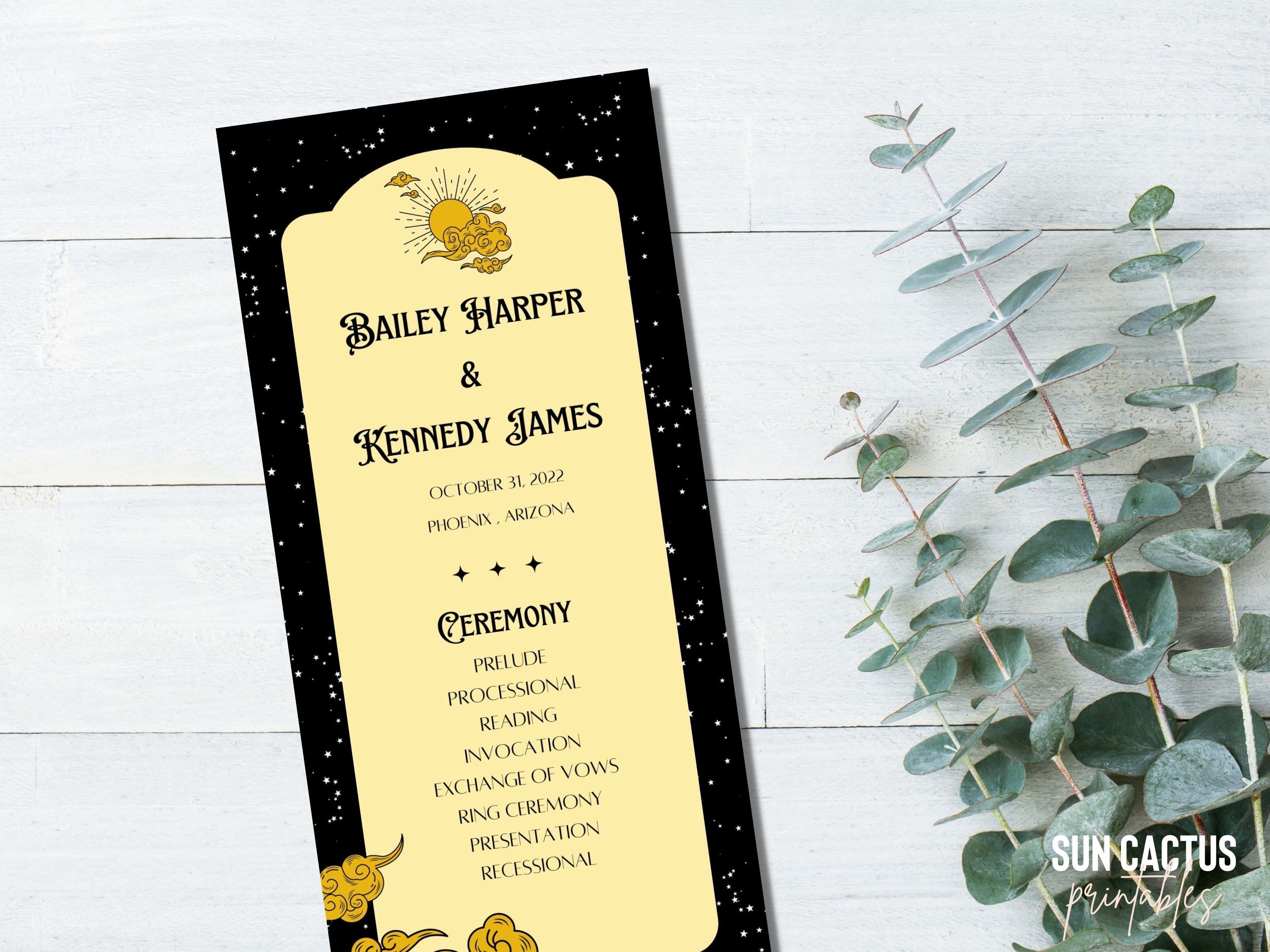 Celestial Program Template Wedding Program Sun Moon - Etsy