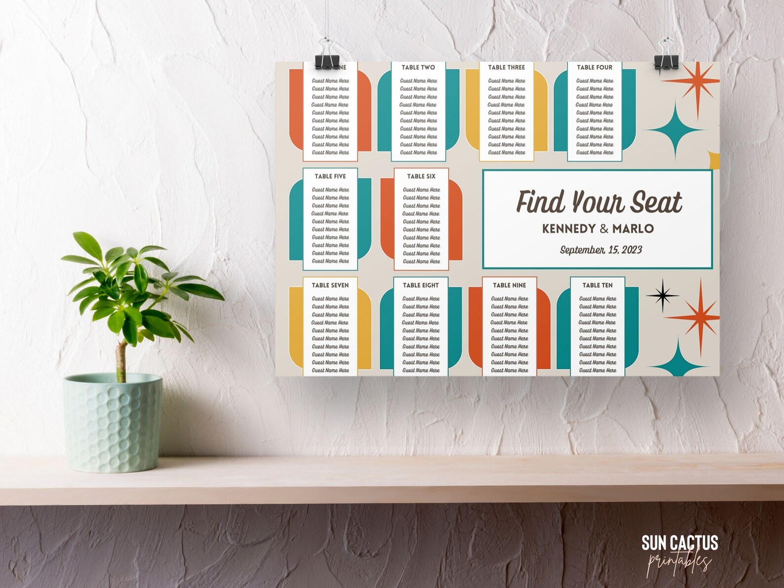 Retro Seating Chart Template | up to 10 Tables, Vintage Style ...