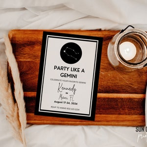 Party Like A Gemini Bachelorette Party Invitation Template | Zodiac ...