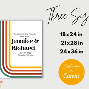 Retro Wedding Welcome Sign Template for Your Ceremony | Etsy