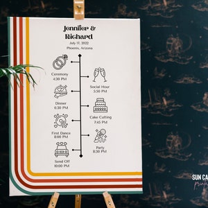 Retro Wedding Timeline Template for Your Rehearsal Dinner, Bridal ...