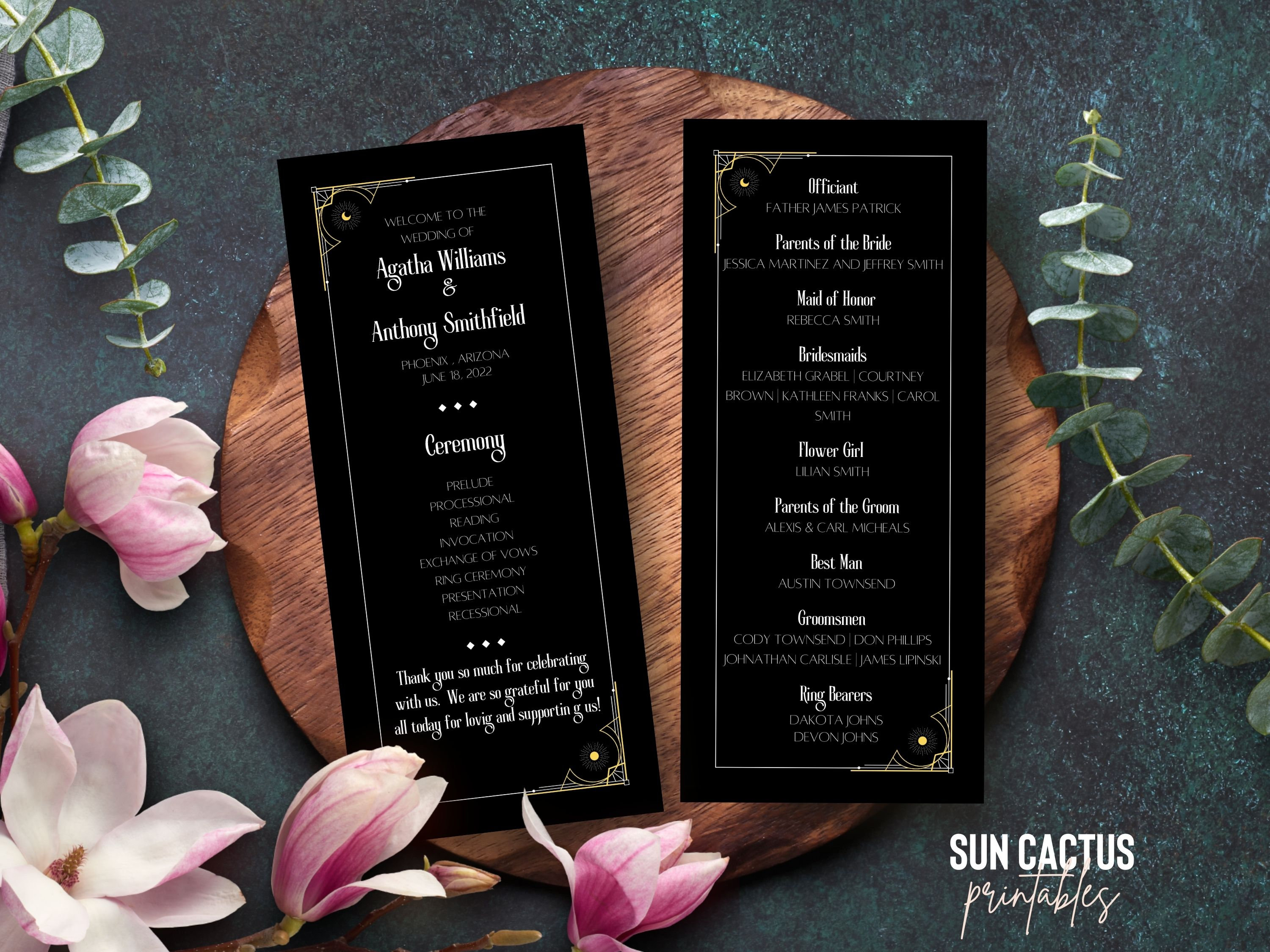 Program Template Art Deco Wedding Program DIY Printable - Etsy