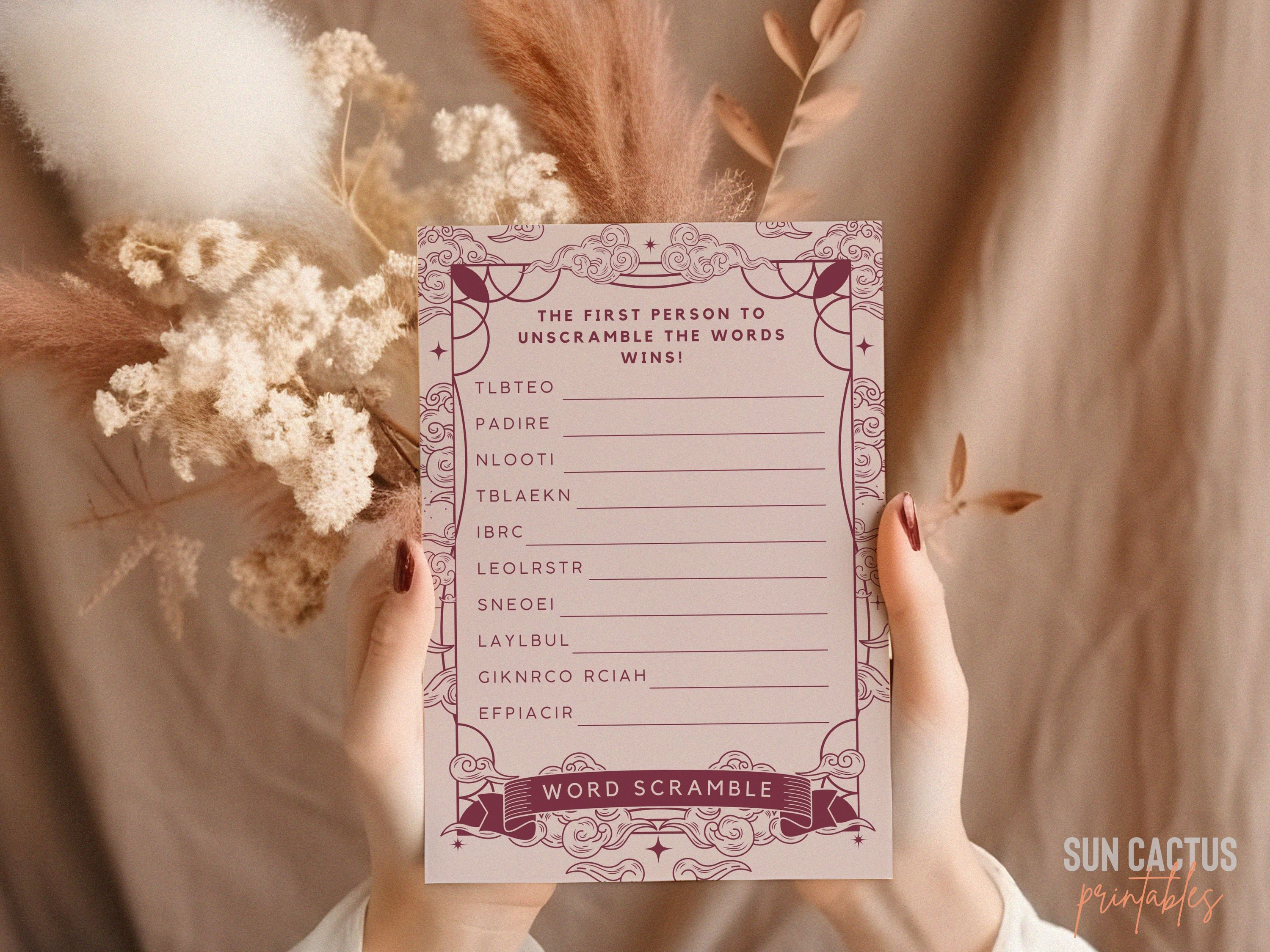 Baby Shower Word Scramble Template | Editable Baby Shower Game, Pink ...