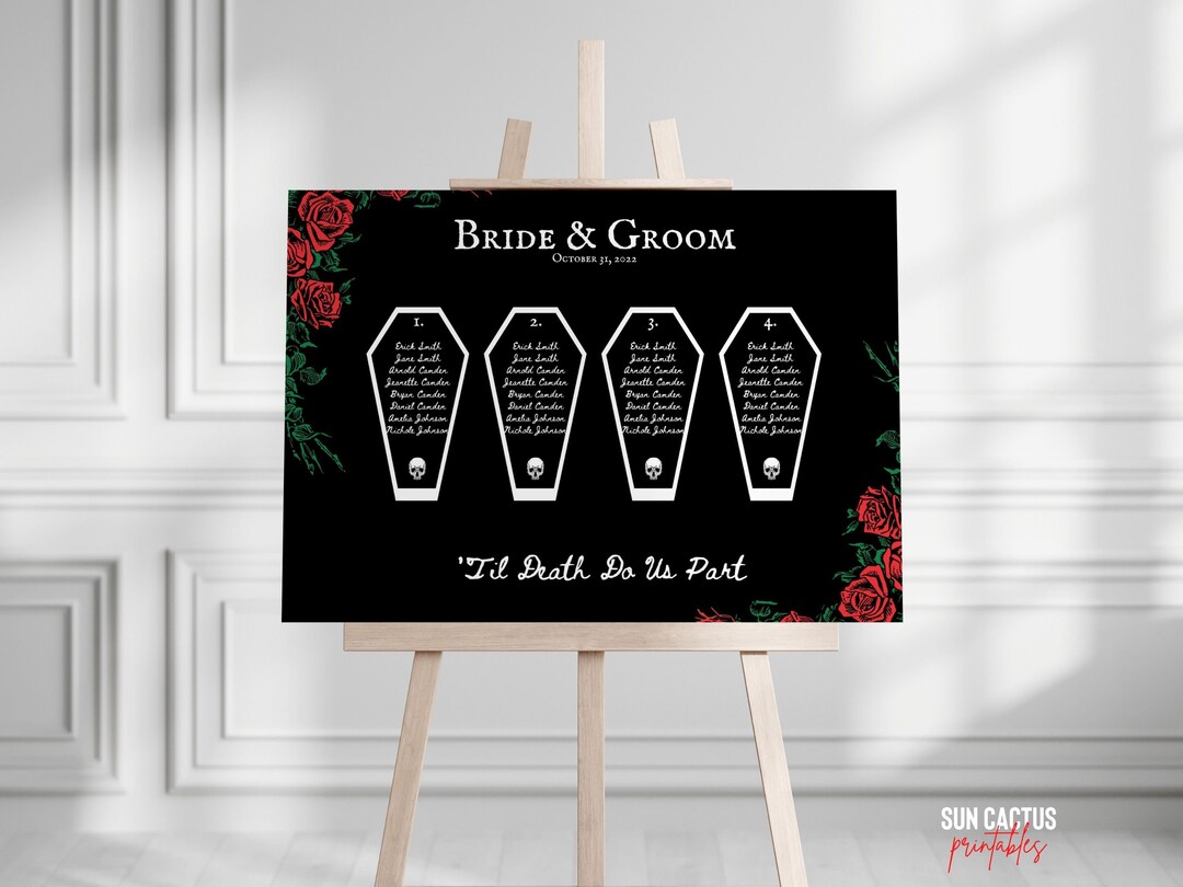 Small Coffin Seating Chart Template | Halloween Wedding Seating Chart ...