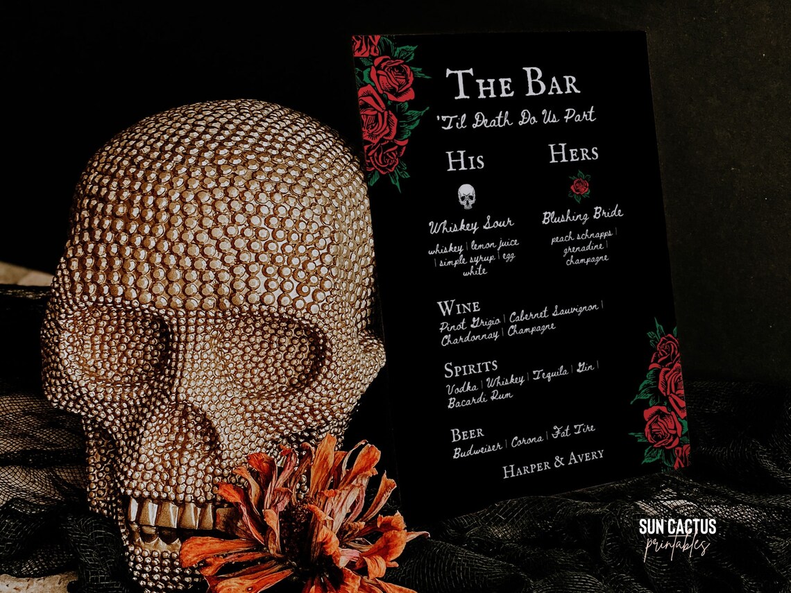 Bar Menu Template | Halloween Wedding Bar Menu Sign Template, Drink ...
