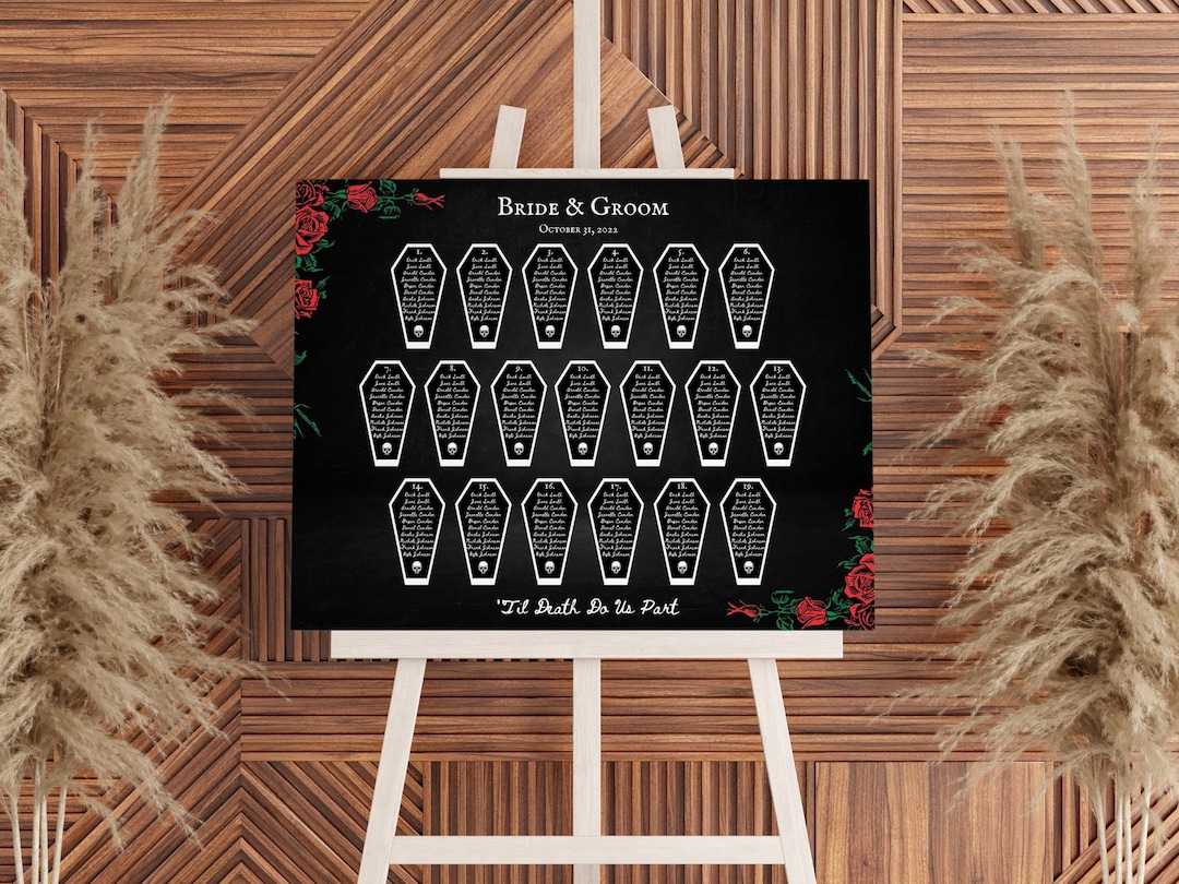 Coffin Seating Chart Template | Halloween Wedding Seating Chart With ...