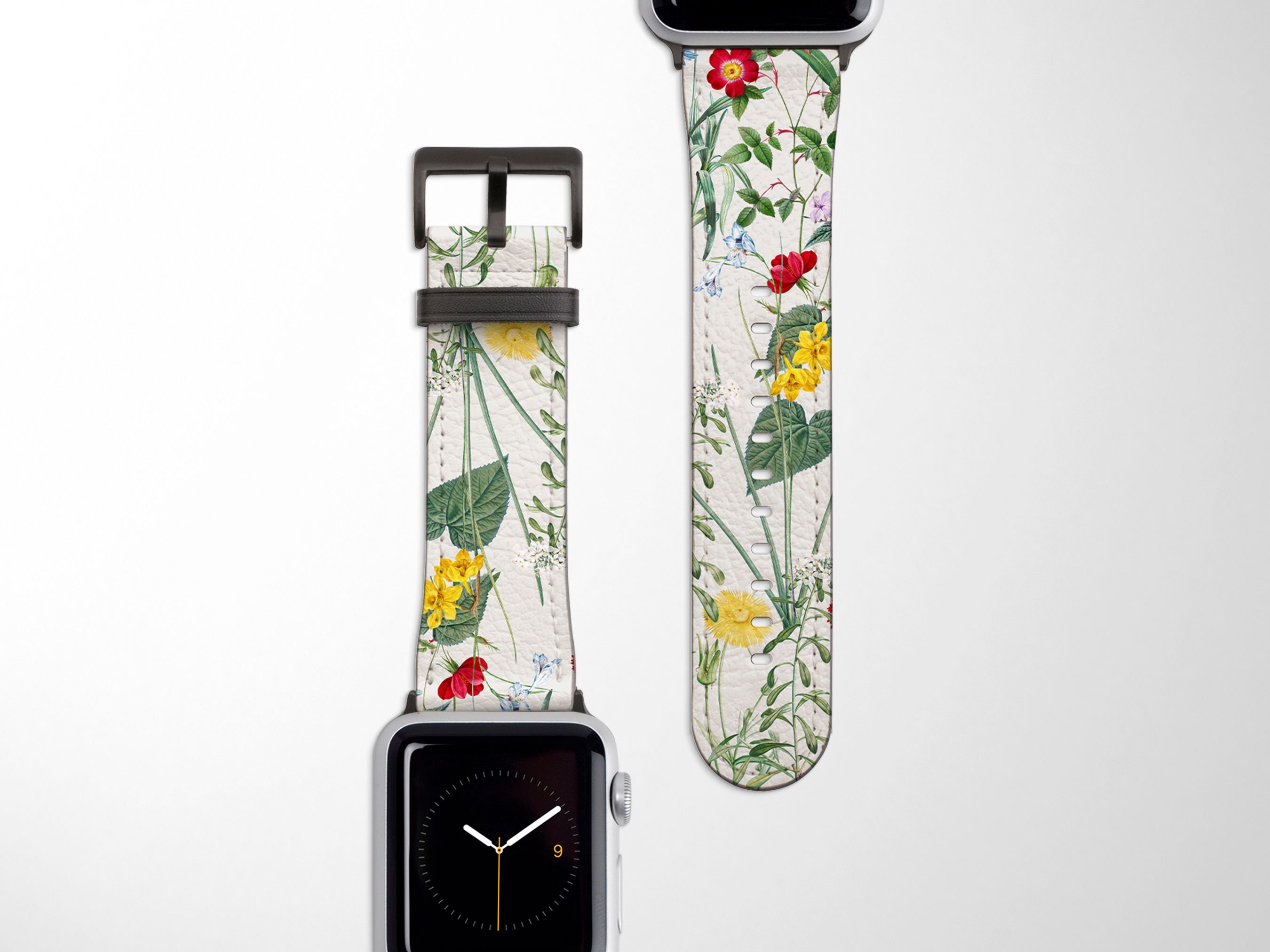 SUMMER BOUQUET Apple Watch Band | Floral Vegan Leather Watch Strap 38mm ...